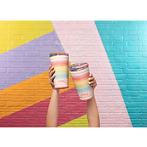 Swig Life 24oz Party Cup, Stackable Insulated Travel Coffee Tumbler with EZ Slider Lid, Cup Holder Friendly Travel Thermos, Stainless Steel 24 oz Tumbler, Reusable Coffee Mug (Lake Girl)