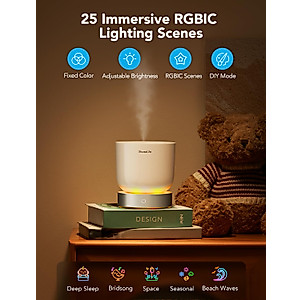 GoveeLife Smart Essential Oil Diffuser with Alexa Voice App Control for Home Office Bedroom, 300ml Quiet Cool Mist Aroma Diffuser with 2 Mist Modes, White Noise, Waterless Auto Off/Alarm