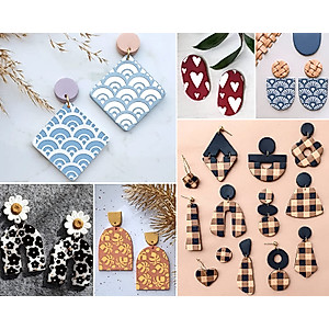 BABORUI 10Pcs Clay Texture Sheets for Polymer Clay, Reusable Clay Stamps Stencils with 2Pcs Scraper, Polymer Clay Tools Embossing Stamp Mats for Printing on Clay Earring Jewelry