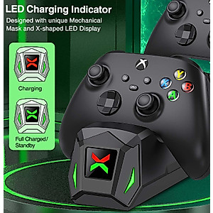 Controller Charger Station with 2x5520mWh Rechargeable Battery Packs for Xbox One/X/S/Elite/Xbox Series X|S, High Speed Charging Station Dock with 4 Batteries Cover for Xbox Controller Battery Pack