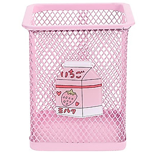 DOITOOL Trash Can Cute Rectangle Desktop Trash Can Mini Desktop Wastebasket Pencil Case Flower Pot Storage Basket, 3.14 x 3.14 x 3.74 inch (Pink)