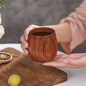 Hiceeden 6 Pack Wooden Tea Cups, 5 Oz Japanese Tea Cups Handmade Natural Wood Water Cup for Drinking, Wine, Milk, Coffee, (100-200ML)