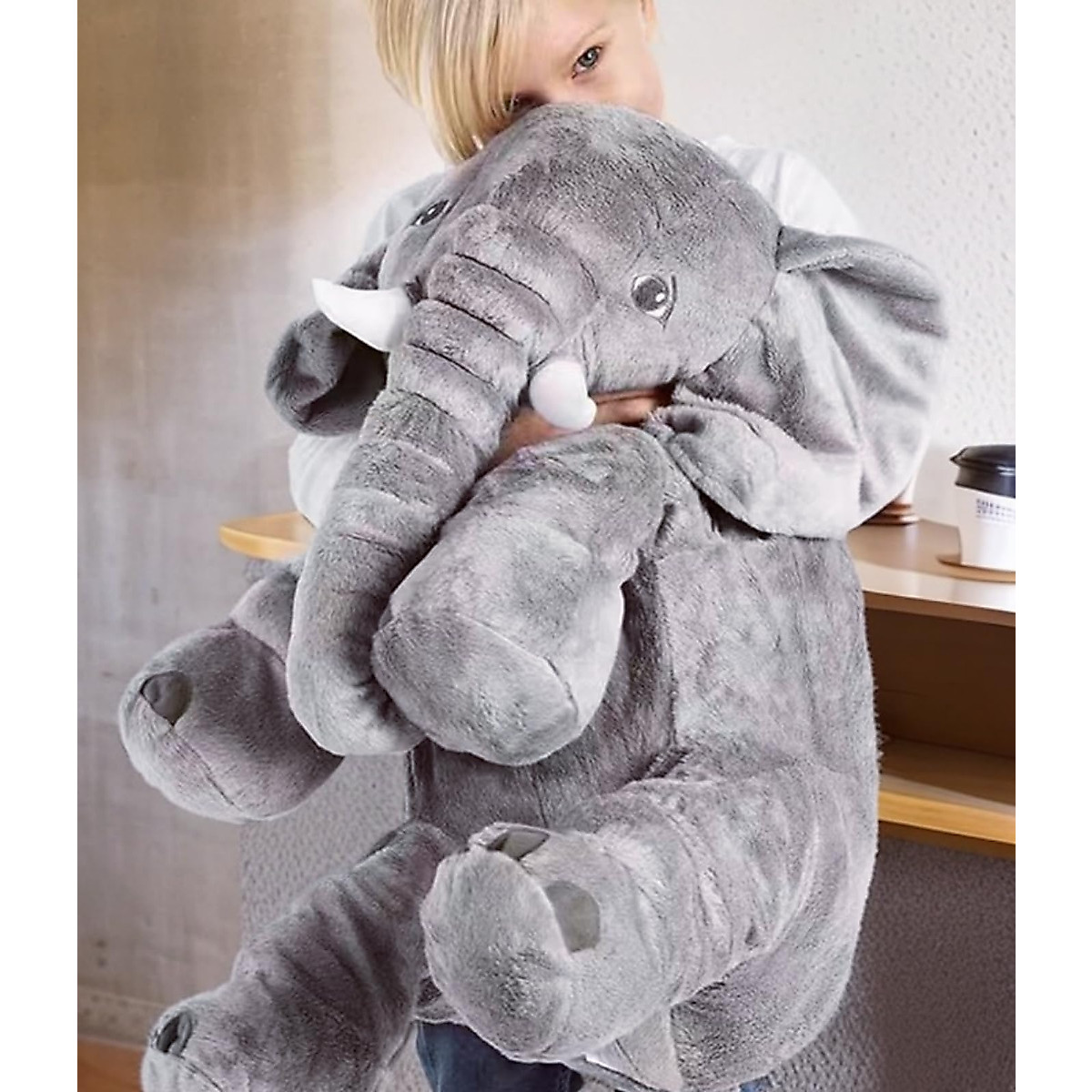 Ryttir 24 Inch Fuzzy Large Elephant Stuffed Animal, Soft Stuffed Elephant Toy Cuddly Bedroom Elephant Plush, Funny Elephant Gifts for Girls Boys