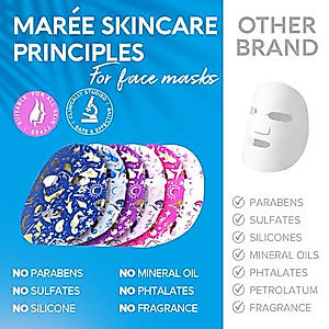 MAREE Facial Masks for Skin Care & Beauty - Sheet Masks for Face with Natural Pearl Extract, Marine Collagen & Hyaluronic Acid - Anti Aging Collagen Facial Masks for Wrinkles & Dry Skin, 6 Pack