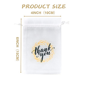 FPAKDH 50 Pieces Thank You Bags Sheer Organza Gift Bags Small Jewelry Present Bags with Drawstring 4 x 6 Mesh Wedding Party Favor Bags for Sachet Jewelry Candy Soap Makeup Party Favor Bags White