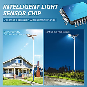 OKPRO 2PACK 8000W Solar Street Lights Outdoor, 7000K Solar Street Light Dusk to Dawn, Heavy Duty Outdoor Solar Lights, Wide Angle Solar Street Lights for Outside with Remote Control, IP66 Waterproof