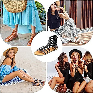 Trary Women's Sandal, Comfortable Gladiator Sandals Ankle Strap Flats Sandalias Para Mujer Beach Sandals Wide Width Open Toe Cross Strappy Sandals for Women Dressy Summer