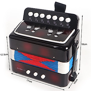 Kids Accordion, Horse 10 Keys Control Kids Accordion Musical Instruments for Kids Children Beginners Lightweight and Environmentally-friendly (Black)