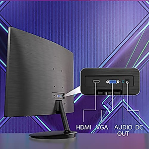 Fiodio 24" Curved 75Hz Refresh Rate Computer Monitor Full HD 1080P HDMI VGA Ports with Speakers, VESA Wall Mount Ready (HDMI Cable Included)