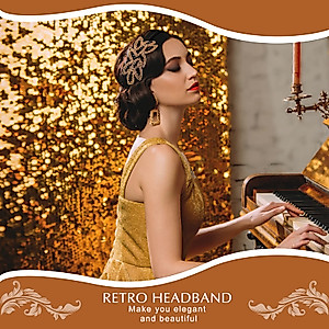 Jutom 6 Pieces Flapper Headband Floral Leaf Flapper Headpiece Rhinestone 1920s Headband Vintage Headpiece for Women Crystal Beaded Hairband Hair Accessory for Costume Party, 6 Styles