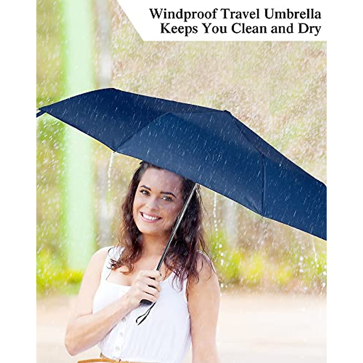 Wesiti 10 Pack Rain Umbrellas Bulk Windproof Travel Umbrellas Folding Umbrella Automatic Open and Close Collapsible Umbrella Portable Compact Umbrella for Family Men Women Kids (Black, Navy)