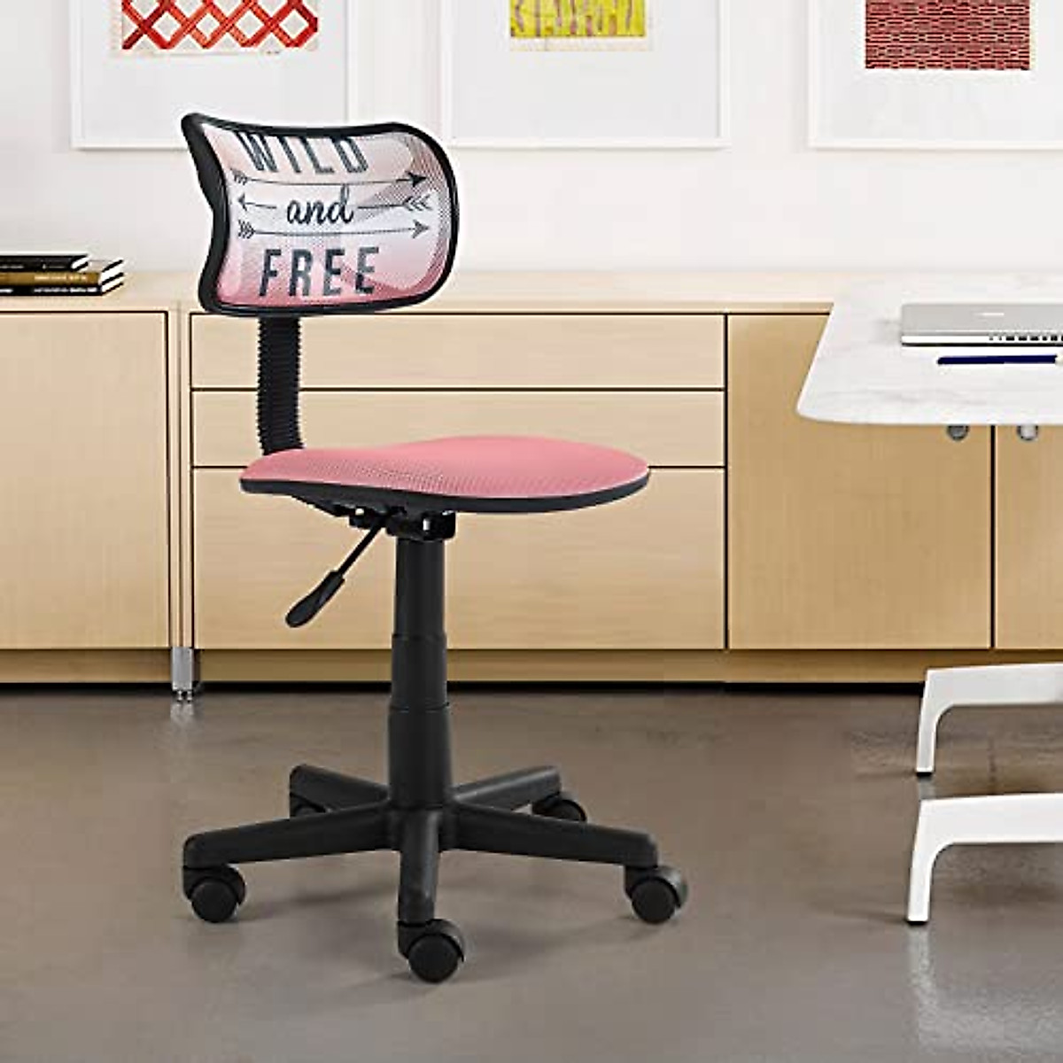 Urban Lifestyle Printed Swivel Mesh Chair, Hello Gorgeous 23D x 12W x 35H in