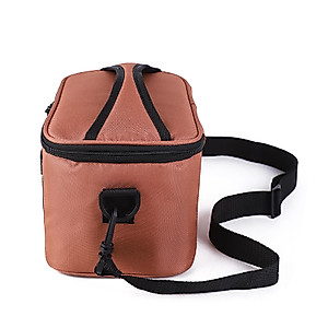 ONTESY Small Lunch Bag for Men Women, Portable Cooler Thermal Insulated Lunch Box for Boys Girls Kids Reusable Lunch Pail with Adjustable Shoulder Strap for Work School Picnic (Brown)