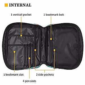 Tongluoye Horses Bible Covers for Women Teen Girls Lovely Blue Bible Case for Church Pray Schools Flowers Bible Carrier with Zip Pockets Multipurpose Tote Crossbody Handbag Bag for Book Pens Keys