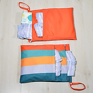 Wet Dry Bags for Diaper Bag - 2 Pack Washable Waterproof Reusable Pouch with Zipper Pocket for Cloth Diapers, Swimsuits, Pool, Beach, Dirty Clothes, Travel, Gym, Yoga Baby Stroller, Breast Pump Parts