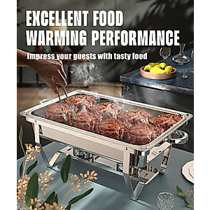 Chafing Dishes for Buffet 4 Pack, 9QT [No Fingers Cut] Roll Edge Designed Chafing Dish Buffet Set [Mirror-Like Polished Finish] Food Warmers for Parties, Birthday, Holiday Parties, Church Events, etc