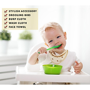 NEEEZE Baby Bandana Bibs - 5Pack - Muslin Baby Bibs - Baby Drool Bibs - Muslin Bandana Bibs - 4Layers Cotton- Bandana Baby Bibs - Baby Boy Sets - Drool Bibs for Baby Girl - Perfect for Baby Registry