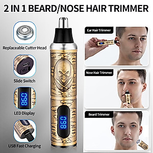 Roziapro Hair Clipper for Men Zero Gapped Nose Hair Trimmer Set Professional Barber Clippers for Haircut Cordless Beard Trimmer, Rechargeable Clippers Set for Hair Cutting (Gold)