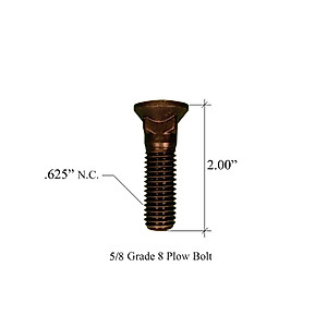 20 - Plow Bolt & Nut for Blades/Cutting Edge, 5/8-11x 2 - Grade 8, Dome Head