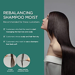 AYUNCHE Rebalancing Shampoo Moist 11.8oz [For Dry Scalp] | Soft & Moisturizing Cleansing Shampoo | Strengthen and Protect Weakened Hair Roots | Korean Salon Brand
