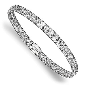 Diamond2Deal 14K White Gold Fancy Stretch Bangle Bracelet for Women