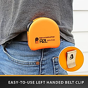 PERFECT MEASURING TAPE Left Handed Tape Measure with Right-to-Left Read - Measurement Reading Made Easy - Steel Hi-Visibility Orange Tape Measure 25ft/7.5m (Model RL-02)