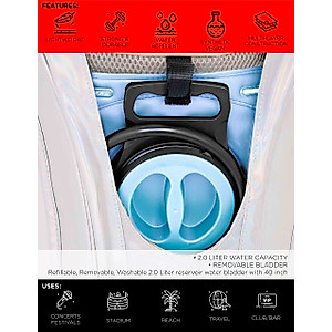 Fydelity Festival Hydration Backpack ANGEL WINGS Hydration Pack Festival Gear Retro Hydration Pack Backpack for Men and Women Hydrapak Water Backpack Festival backpack - Silver Metallic