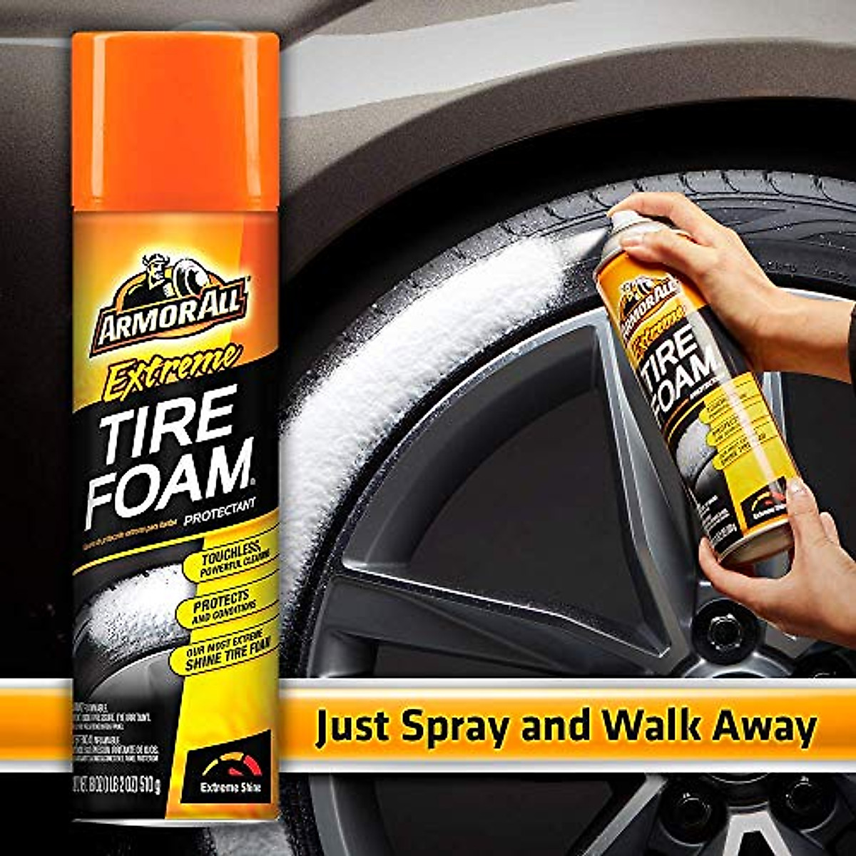 Armor All Extreme Car Tire Foam, Tire Cleaner Spray for Cars, Trucks, Motorcycles, 18 Oz Each