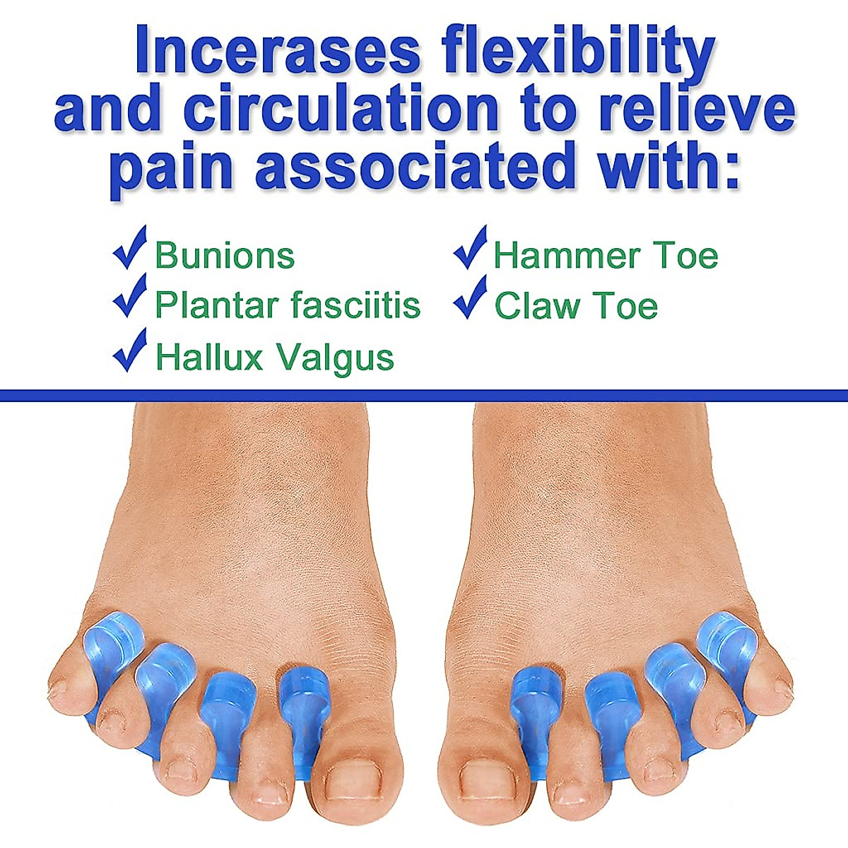 Toe Corrector Toe Separator Bunion Splint 【2024 Updated】 Hallux Valgus Bunion Big Toes Corrector Set Bunion Brace Bunion Exercise Strap Orthopedic Kit Bunion Pain Relief (free, Blue)