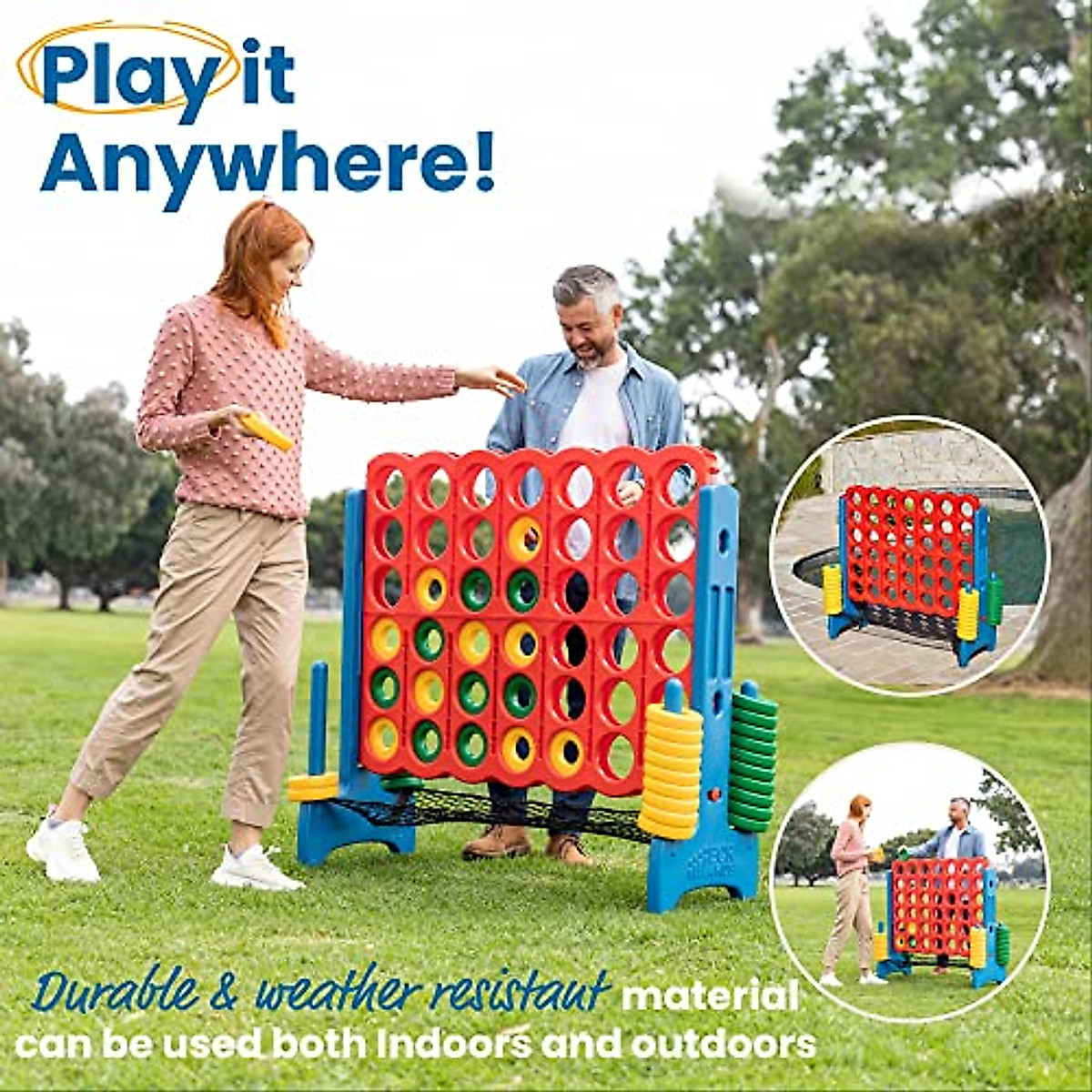 ECR4Kids Jumbo 4-To-Score with Mesh Net and Carry Bag, Giant Game, Assorted