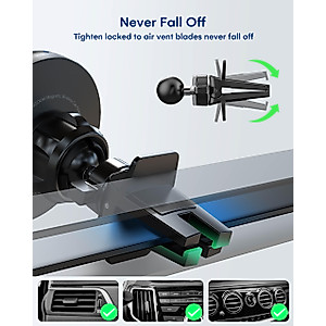 Magnetic Wireless Car Charger Mount, Mag-Safe Compatible Car Mount Wireless Charger, Dashboard & Air Vent Car Phone Mount Compatible for iPhone 15 14 13 12 Pro Max Mini etc