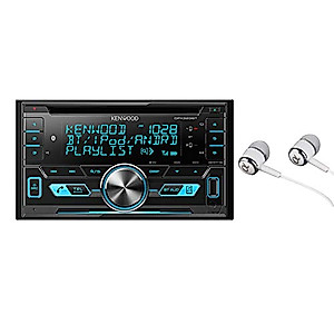 Kenwood Double-DIN In-Dash CD/MP3/USB Bluetooth AM/FM Car Stereo Receiver High Resolution Audio Compatibility Pandora/iHeart Radio/Spotify/iPhone and Android App Ready with ALPHASONIK EARBUDS