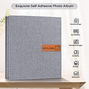 Popotop Large Photo Album Self Adhesive 4×6 5×7 8×10 inch Pictures DIY Scrapbook Magnetic Album 40 Pages for Family Wedding Gifts with Metal Pen and Plastic Board
