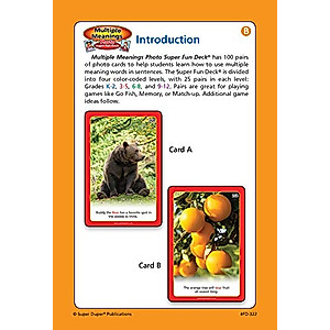Super Duper Publications | Photo Multiple Meanings Super Fun Deck | Expand Vocabulary and Learn Definitions of English Words