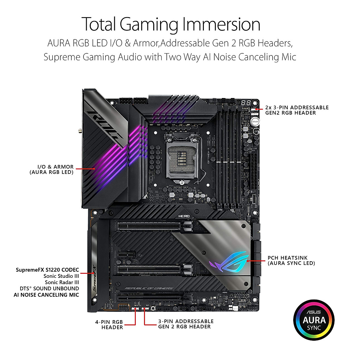 ASUS ROG Maximus XIII Hero (WiFi 6E) Z590 LGA 1200(Intel11th/10th Gen) ATX Gaming Motherboard (PCIe 4.0, 14+2 Power Stages, DDR4 5333+, 2x 2.5Gb LAN,Thunderbolt 4, 4X M.2/NVMe SSD, Aura RGB) (Renewed)