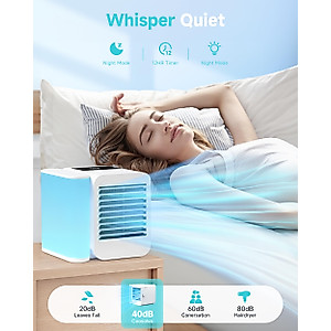 Portable Air Conditioner Mini AC: Evaporative Mini Air Cooler with 𝟳 𝗖𝗼𝗹𝗼𝗿𝘀, USB Personal Air Cooler Desktop Cooling Fan Unit with 𝟭𝟬𝟬𝟬𝗺𝗹 𝗪𝗮𝘁𝗲𝗿 𝗧𝗮𝗻𝗸 for Room Office Home