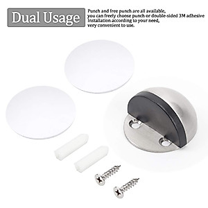 TPOHH Stainless Steel Half Dome Floor Door Stopper, Brushed Nickel Doorstop Double-Sided Adhesive No Need to Drill