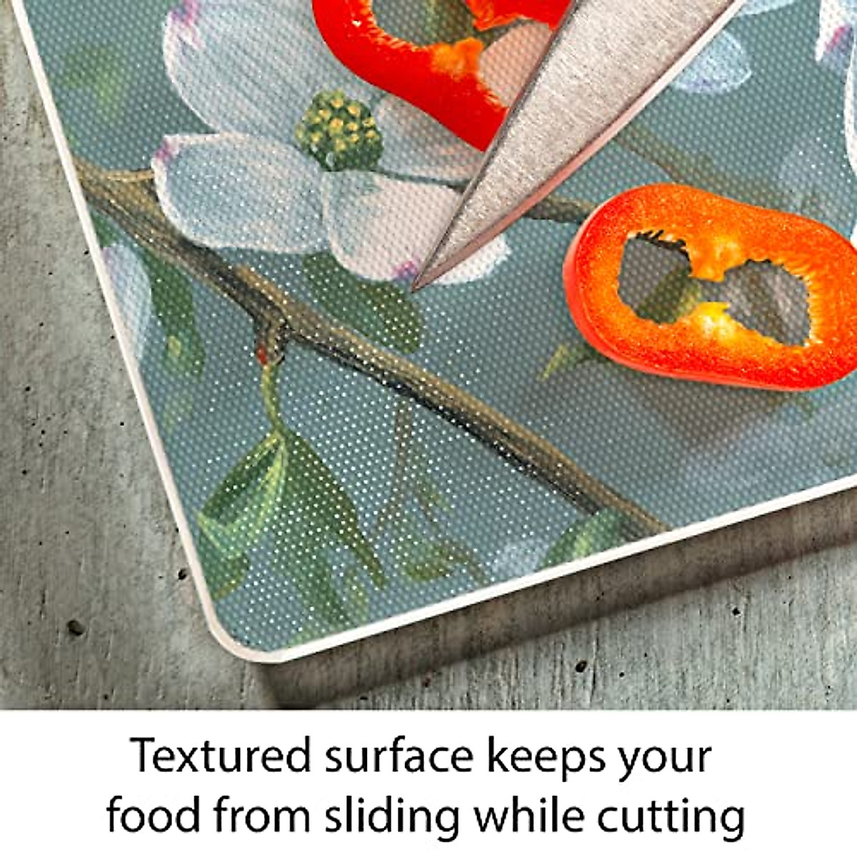 CounterArt Beautiful Songbirds Cardinal 3mm Heat Tolerant Tempered Glass Cutting Board 15” x 12” Manufactured in the USA Dishwasher Safe