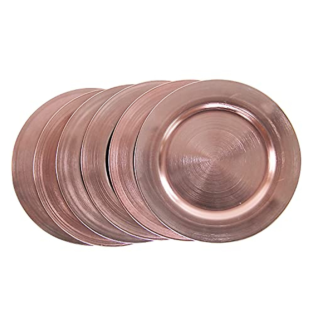 Metallic Rose Gold Charger Plates Rings - 12 pcs 13 Inch Plasic Round Wedding Party Decroation Charger Plates (Metallic Rose Gold, 12)