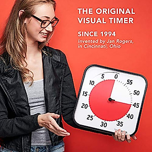 TIME TIMER 12 inch Visual Timer 60 Minute Kids Desk Countdown Clock with Dry Erase Activity Card, Also Magnetic for Kids Classroom, Homeschooling Study Tool, Task Reminder, Home and Kitchen Timer