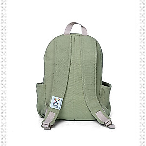 Ruana Hemp Backpacks Lightweight 100% Natural Hemp Cotton Fabric Casual Daypack Multipurpose Handmade Bag For Travel, Hiking, Yoga, Picnic (Green, 38 cm W x 45 cm L)