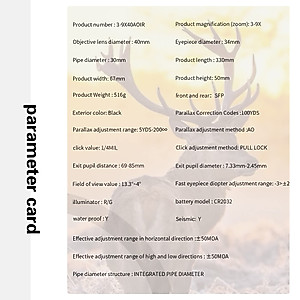 T-EAGLE Optics SR 3-9x40 AO IR Hunting Rifle Scopes Second Focal Plane Long Eye Relief Riflescopes 1” Main Tube