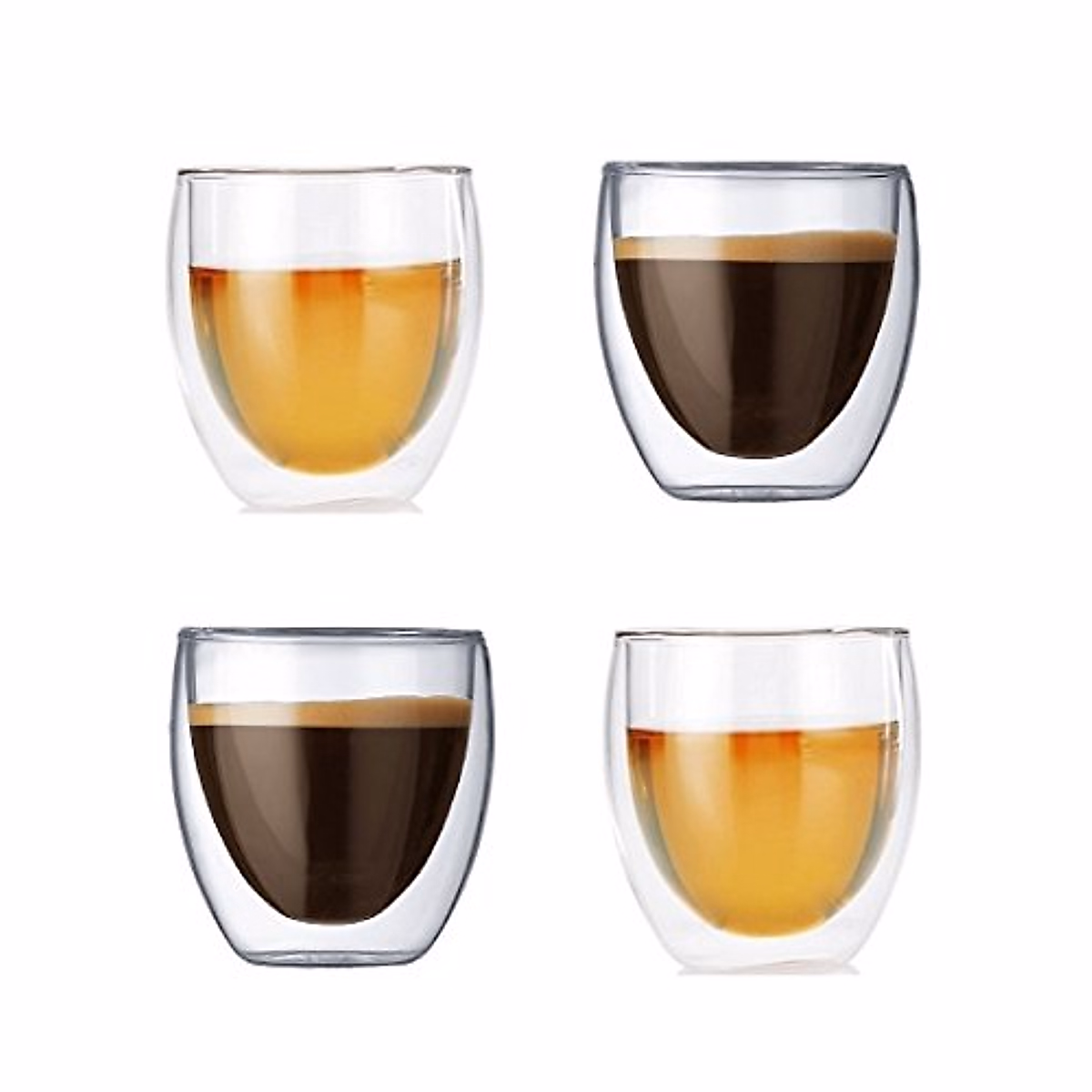 Gmark Espresso Cups Shot Glass 2.7- Ounce Coffee Set of 4 - Lightweight Double Wall Thermo Insulated GM2028