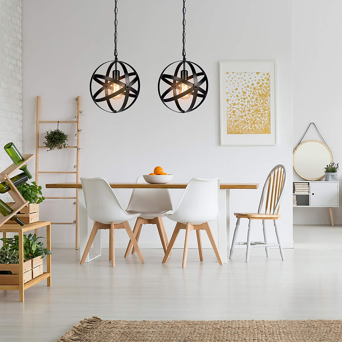 Pendant Light, Tomshine Plug in Hanging Light,Rustic Metal Chandelier Light Fixture for Kitchen Dining Room Farmhouse