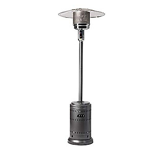 Fire Sense 62555 All Seasons Patio Heater With Wheels 46,000 BTU Output Piezo Ignition System Portable Outdoor Propane Heater Commercial Series Patio Heater - Hammered Platinum