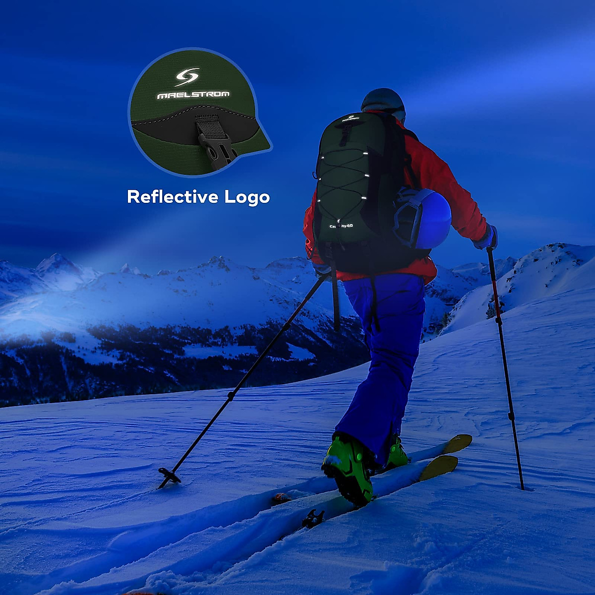 Maelstrom Hiking Backpack,Camping Backpack,40L Waterproof Hiking Daypack with Rain Cover,Lightweight Travel Backpack,Green