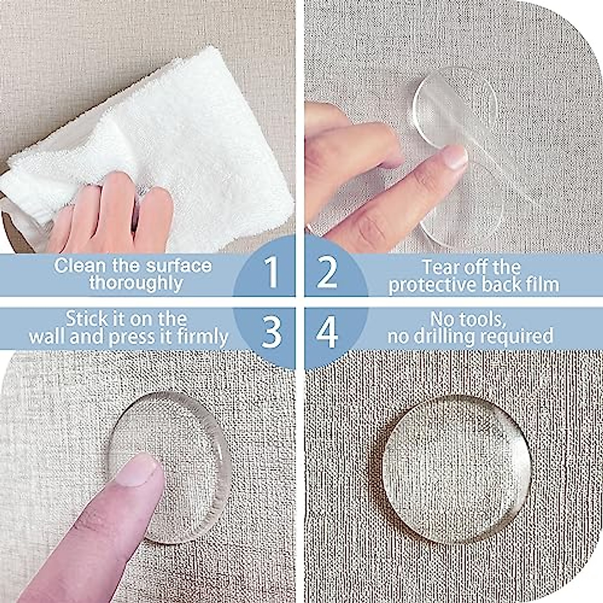 INTEGEAR Door Stoppers Wall Protector, 8PCS Transparent Round Wall Door Handle Stoppers - 1.57" Self-Adhesive Rubber Bumpers, Wall Shield Cushions for Protecting Walls and Furniture