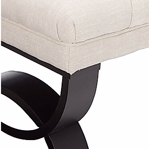 Christopher Knight Home Scarlett Tufted Fabric Ottoman / Bench, Light Beige