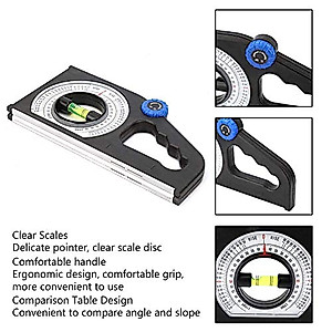 Universal Slope Angle Meter, Dual-Scale Rotary Pitch Finder with Level Vial + Thumb Dial, 0-180 Degree Inclinometer Magnetic Multifunctional Level Protractor