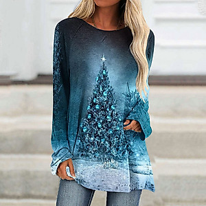 Today Deals Prime Ugly Christmas Sweater for Women Funny Xmas Tree Reindeer Shirt Long Sleeve Sweatshirts Fall Fashion 2023 Clothes Women Fashion Tops